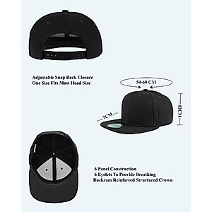 Gelante Plain Blank Flat Brim Adjustable Snapback Baseball Caps LOT 6 Pack 1500 Black