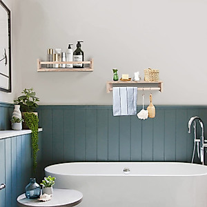 Dixryaus Wooden Floating Bookshelf, Wall Shelving, 2 PCS (Pine), Suitable for Children's Bedroom Bookshelf, Kitchen Spice Rack, Bathroom Decorative Wall Shelving.