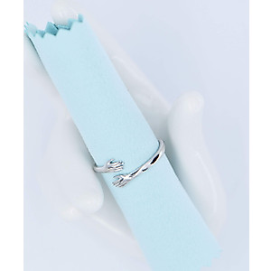 YMHOP 925 Sterling Silver Rings for Women Silver Hugging Hands Open Ring Jewelry Hug Hands Statement Rings Bands Size 9