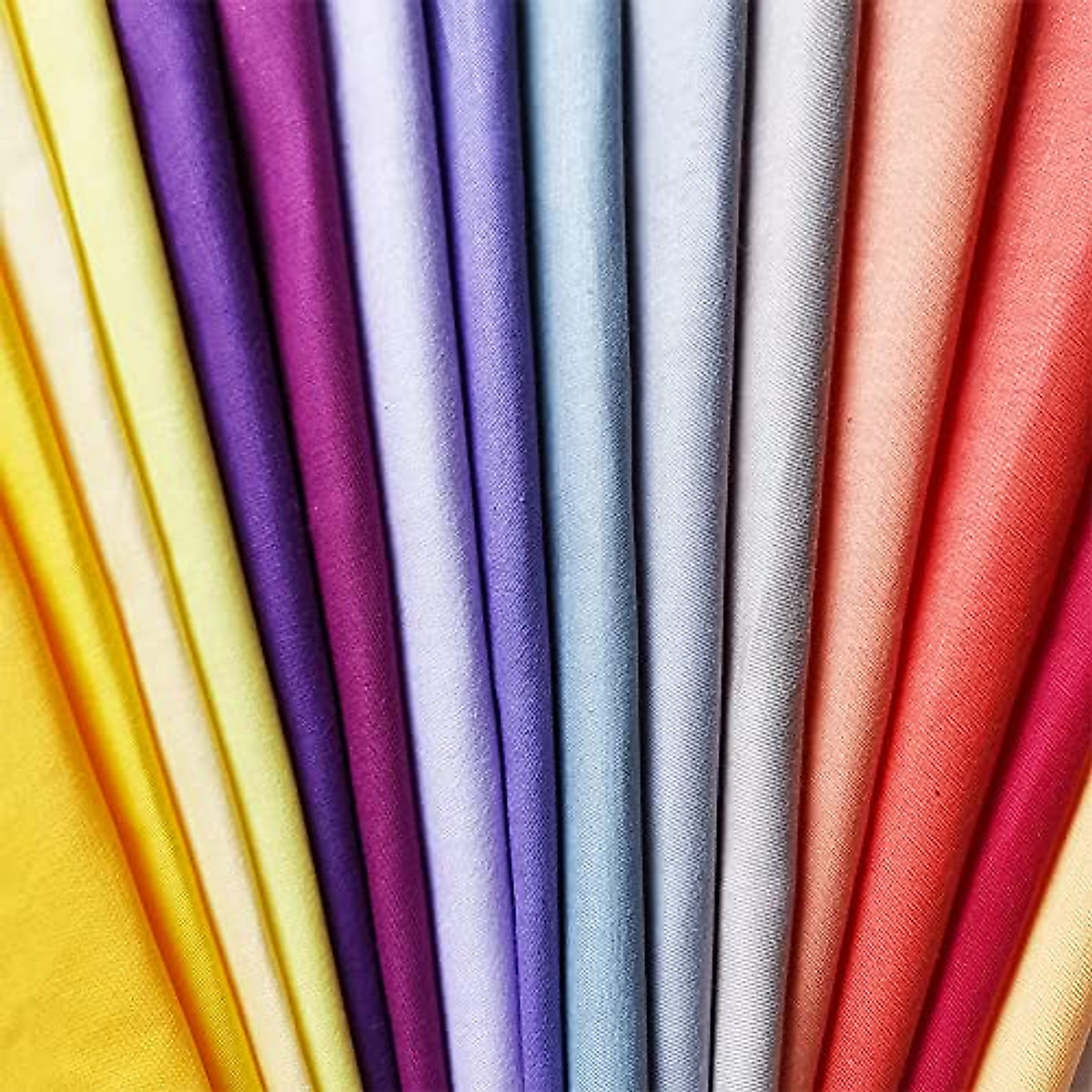 QiMicody Quilting Fabric, 50 Pcs Fat Quarter Fabric Bundles 8" x 8" (20cm×20cm) Solid Colors Pure Cotton, Precut Squares Sewing Quilting Patchwork Scraps for DIY Crafting