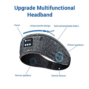 Sleep Headphone Headband Wireless Music Cozy Band with HD Speakers Handsfree Microphone for Sports, Gifts (2022 Upgraded Version)