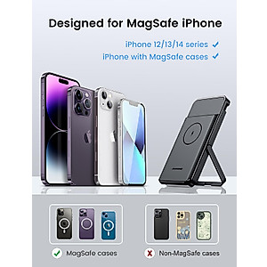 Marnana Magnetic Wireless Power Bank with Apple Watch Charger, 10000mAh Fast Charging Portable Charger Battery Pack w/Foldable Stand for MagSafe iPhone 12/13/14/15 Series & Apple Watch - Black