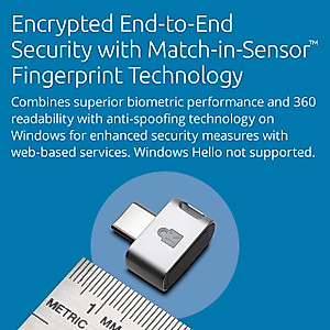 Kensington FID0 U2F and FIDO2 USB-C Security Key and Fingerprint Reader - Windows, macOs, Chrome