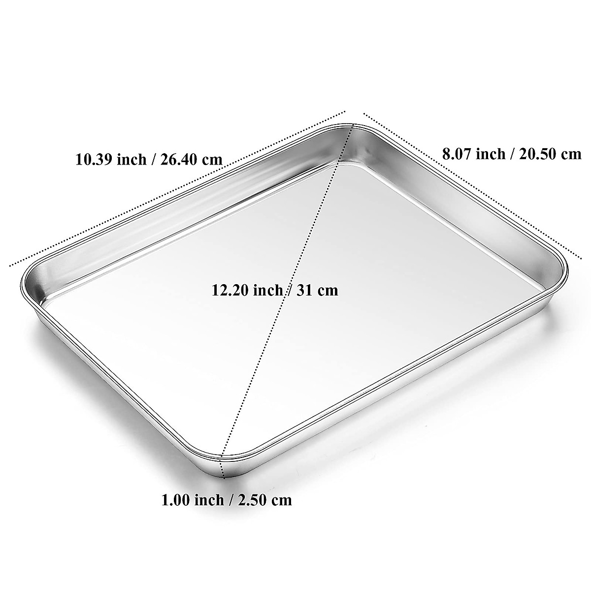 Baking Sheet with Rack Set, Yododo Set of 4 (2 Sheets + 2 Racks), Stainless Steel Cookie Sheet Baking Pan Tray with Cooling Rack, Non Toxic & Heavy Duty & Easy Clean - Size of 10 inch