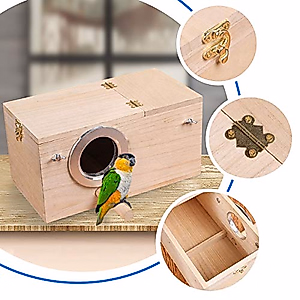 Hurricom Pet Wood Cage,Parakeet Nesting Box, Bird Nest Breeding Box Cage Wood House for Finch Lovebirds Cockatiel Budgie Conure Parrot