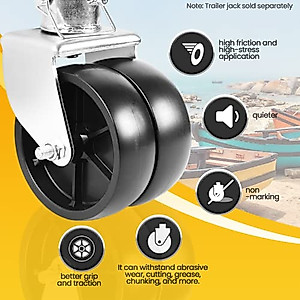 (2-Pack) AR-PRO 6-Inch Boat Trailer Jack Wheels - Universal Fit Black Plastic Caster Wheels - Includes All Mounting Hardware - Suitable for Boat Trailer Jacks with 1 or 2 Wheels