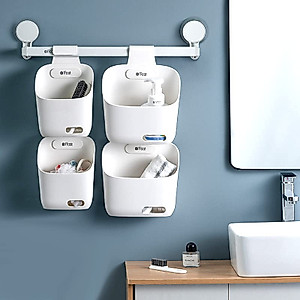 Plastic Hanging Basket Kitchen Storage Basket, Basket with Detachable hook, Hang it behind a door or on a railing, Over the Cabinet Door,White 2 Pack