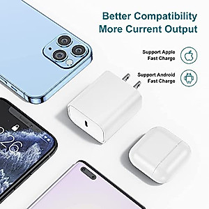 iPhone Fast Charger Block, 3Pack 20W USB C Wall Charging Plug, Type C Apple Charging Power Adapter Cube Brick for iPhone 14/14 Max/13 Pro/13 Pro Max/12 Mini/11 Pro/11/iPad/Samsung Galaxy S22/21/20/S10