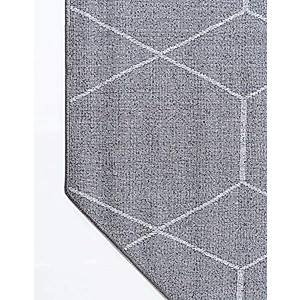 Unique Loom Trellis Frieze Collection Area Rug - Geometric (5' Octagon, Dark Gray/ Ivory)