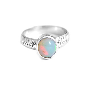 3.50 Carat Natural Finest Fire Ethiopian Opal Gemstone 925 Sterling Silver Handmade Women Ring
