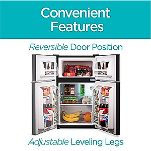 BLACK+DECKER BCRDK32B Door Mini Fridge with Separate Freezer – Small, Drinks and Food in Dorm, Office, Apartment, or RV Camper Compact Refrigerator, 3.1. cu.ft