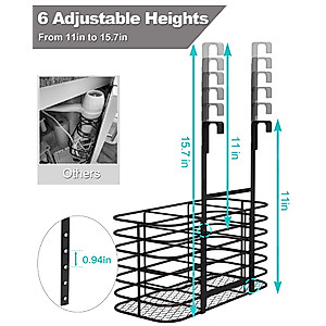 ULG Hair Dryer Holder, Hair Tool Organizer, 6 Adjustable Height, Wall Mounted/Cabinet Door, Bathroom Organizer Under Sink for Hair Dryer, Flat Irons, Curling Wands, Hair Straighteners, 3 Sections