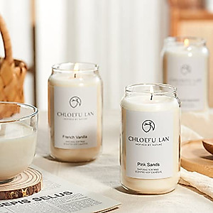 Chloefu LAN French Vanilla Scented Candles, Decorative Candles for Home, 11.3 Oz, Up to 72 Hours Burn, Natural Soy Aromatherapy Candles, Luxury Candles Large Jar Candles for Holiday Gift.