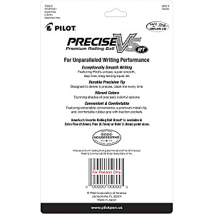 PILOT 26095 Precise V5 RT Refillable & Retractable Premium Rolling Ball Pens, Extra Fine Point (0.5mm), Assorted Colors, 7 count