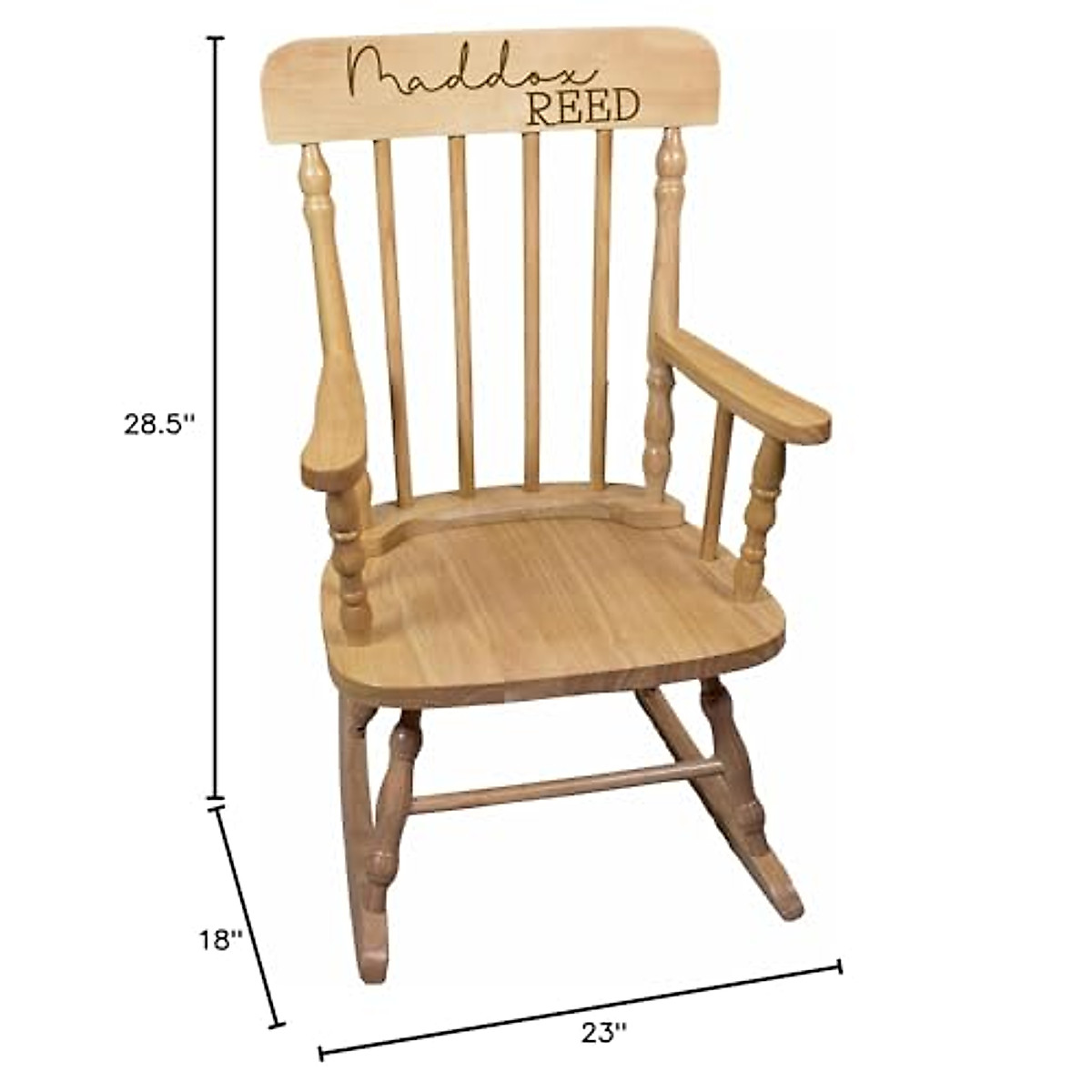 My Bambino Childrens Personalized Rocking Chair Natural Wood Engraved with Toddler Name Baby Gift