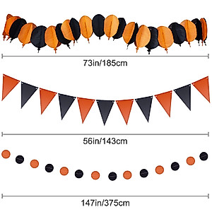 Halloween Party Decoration Festival Set - Huryfox 33pcs Birthday Bunting Decorations Paper Pom Poms Supplies Garland Hanging Honeycomb Balls Suitable for Halloween Garden Indoor Home Décor