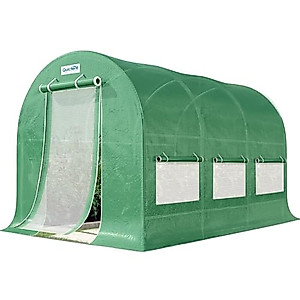 Quictent 12x6.6x6.6 FT Walk-in Greenhouse for Outdoors, Heavy Duty Large Garden High Tunnel Green House, Portable Winter Hot House with PE Cover Zipper Screen Door & 6 Screen Windows, Green