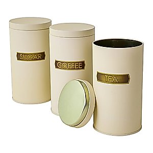 SARKAP Canisters Sets for The Kitchen – 3 Piece Kitchen Canisters for Countertop, Coffee Canister Tea Flour and Sugar Containers with Lids, Set of 3 Canisters Sets For The Kitchen (34Oz) (White)