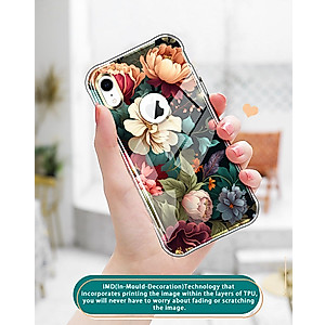 Turquiase Cute Flower Case for iPhone XR 6.1 inch Built with Screen Protector, Lightweight and Stylish Full Body Shockproof Protective Rugged TPU Case for Women/Girls
