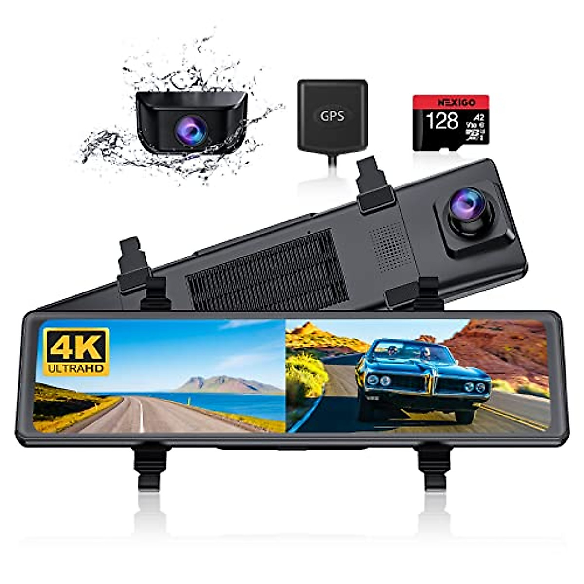 NexiGo D90 (Gen 2) True 4K Mirror Dash Cam with Dual Sony_Sensors, 11 ...