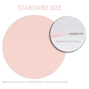 YSAGi 2 Pack Ultra Thin Waterproof PU Leather Mouse Pad,Stitched Edges,Works for Computers, Laptop,All Types of Mouse pad, Office/Home(8.66'', 2 Pack, Pink)