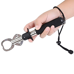 ENTSPORT Fish Lip Gripper Fish Scales Grip Grabber Professional Fish Holder Stainless Steel Fish Lip Grabber Fish Lip Grip Tool with Weight Scale and Measuring Tape