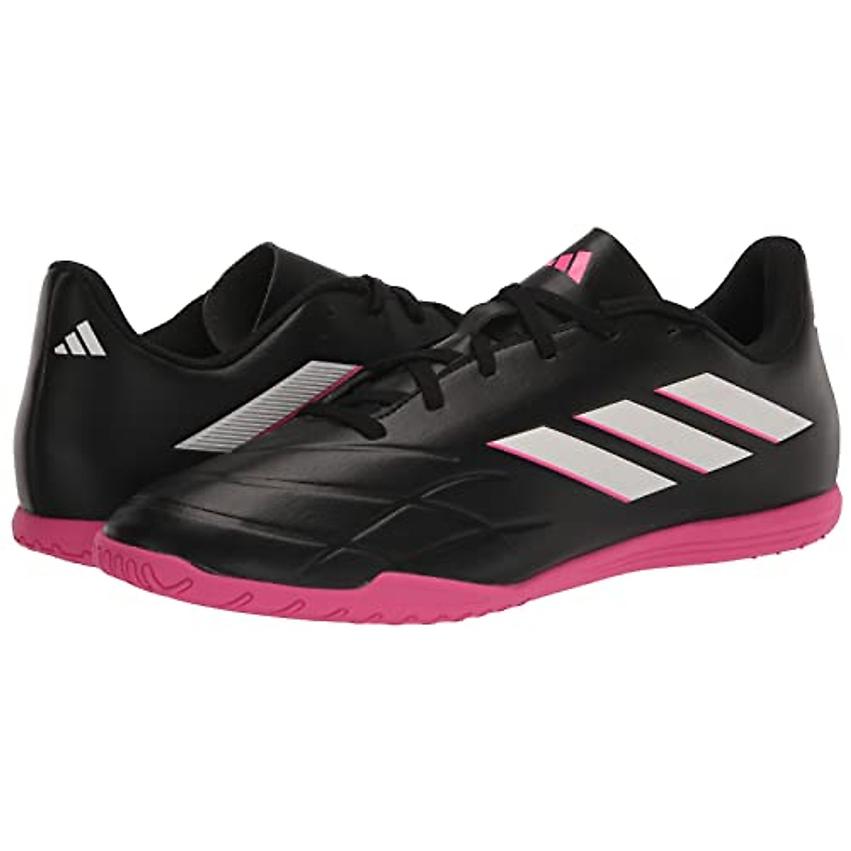 adidas Unisex Copa Pure.4 Indoor Soccer Shoe, Black/Zero Metallic/Team Shock Pink, 11.5 US Men