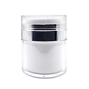 Medsuo Portable 50ml Vacuum Press Pump Bottle Airless Travel Pump Dispenser Leak Proof Refillable Empty Squeeze Cosmetic Jars Acrylic Cream Container (White)