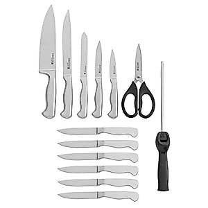 Sabatier 14-Piece Stainless Steel Hollow Handle Knife Block Set, Acacia
