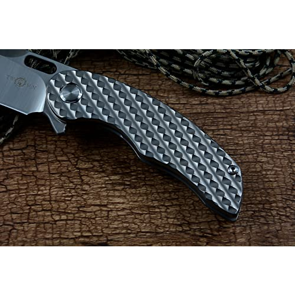 TwoSun Knife M390 Fold Satin Blade Flipper Gift Titanium Handle TS177