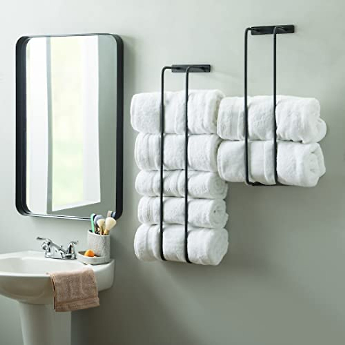 Powell Black Bent Metal Rawlins Two Pack Towel Racks