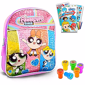 Powerpuff Girls Mini School Backpack ~ 3 Pc Bundle With 11" Powerpuff Bag For Girls, Toddlers, Kids With Superhero Stampers, Coloring Pages, And More | Powerpuff Girls School Supplies
