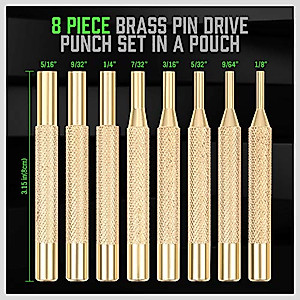 SWANLAKE 8-Piece Brass Punch Set, Removing Repair Tool1/8" - 5/16" Brass Pin Drive Punch Set