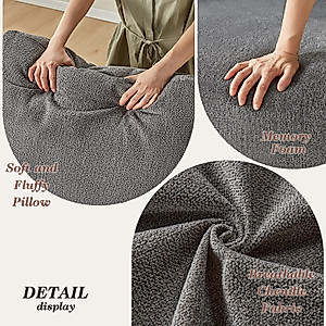 Merluxy Sofa, 97 Inch Deep Seat Sofa in Grey Chenille, 3 Seater Sofa with Square Armrest, Modern Couch for Living Room, Apartment