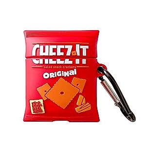 NQ Airpod Case, Cute 3D Funny CHEEZ IT Snickers Cartoon Soft Silicone Cover, Kawaii Cool Keychain Design Skin, for Girls Children and Boys Airpod Case (KANSDF2CHEEZ IT Potato Chips)