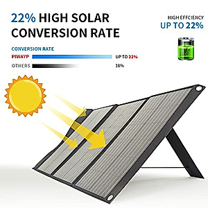 PIWAYPI 100W Portable Solar Panel, Foldable Solar Charger Kit with QC 3.0 USB Ports, 22% High Efficiency, Compatible with Jackery/EF/Anker Power Station for RV, Camping, Blackout