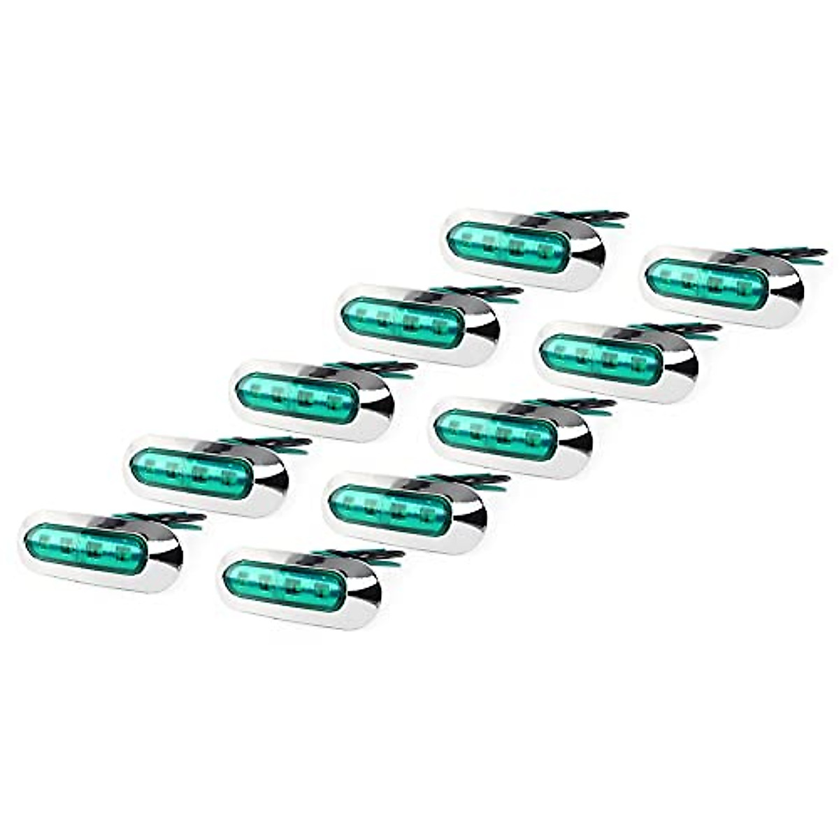 Lirun Motorcycle 10 Pcs Universal 4 LED Side Marker Clearance Light Green Lens For Truck Trailer Pickup SUV Caravan