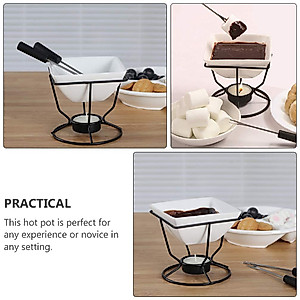 YARNOW 1 Set of Ceramic Butter Warmer Fondue Pot with Tealight Candle Chocolate Melt Pot Butter Cheese Melt Hot Pot for Cheese Chocolate