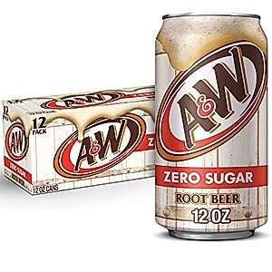 A&W Zero Sugar Root Beer Soda, 12 fl oz cans (Pack of 12)