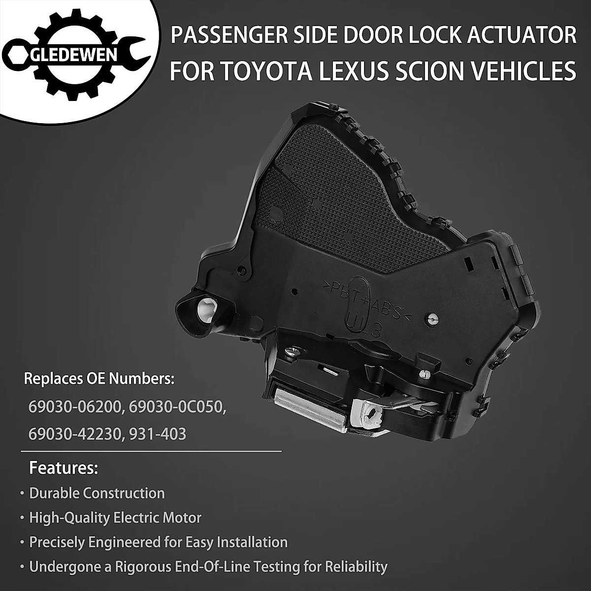 Door Lock Actuator Motor Front Right Passenger Side | for Toyota 4Runner Camry Tundra Sequoia, Lexus ES350 GS350 LS460 RX450h, Scion tC xB xD | Replaces# 69030-06200, 69030-0C050, 69030-42230, 931-403