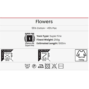 Yarn Art YarnArt Flowers Yarn 55% Cotton 45% Acrylic 250gr 1094yds Multicolor Cotton Yarn Rainbow Crochet Yarn Spring Summer - 1 Fine Sport Skein (254)