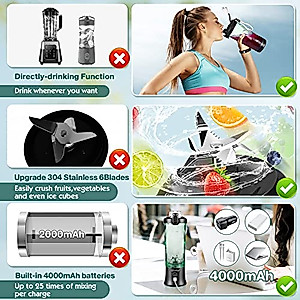 Portable Blender,22 Oz Mini Blender for Shakes and Smoothies,Personal Blender with Rechargeable USB,Fruit,Smoothie,Baby Food Mixing Machine Blender With 6 Blades ,for Home,Kitchen,Travel ,Sports (black)