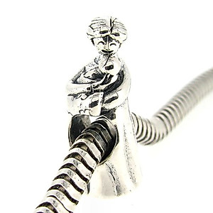 Queenberry Sterling Silver Mom Baby Mother Forever Love Family Bead for European Charm Bracelets