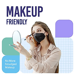 Medtecs KN95 Face Masks Disposable - Individually Wrapped, 5 Ply Protection & Extra Wide Elastic Ear Loops Design, ≧ 95% Filtration Efficiency | Mask Extender included, 50 PC - Black