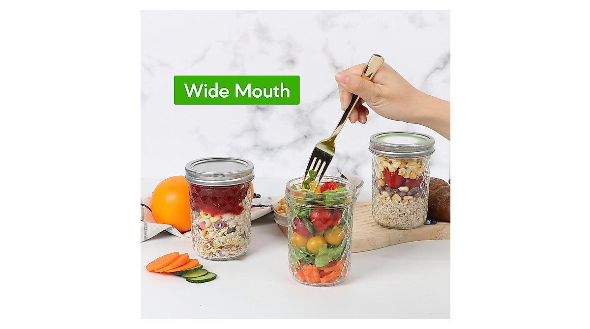 Bigivaca 16oz Wide Mouth Mason Jars Pack for Canning & Storage