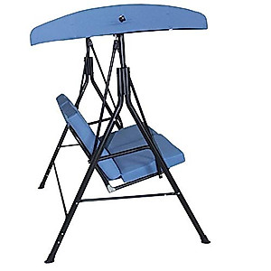 Homebeyond Patio 2 Seater Swing Top | Sunshade Hammock Cover UV Protected Waterproof Outdoor Seat for Garden Pool Porch | Swing Canopy with Stand (Blue) - SW-2B