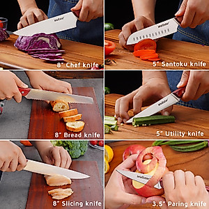 Chef Knives Set, 6-Piece Kitchen Knife Set, Sharp Professional Cooking Knives with High-Carbon-Stainless-Steel Blades