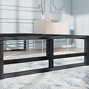 Vellieve Twin Bed Frame 14” Metal Platform Bed with Storage, Heavy Duty Steel Slats Support, 1000 lbs Weight Capacity, No Box Spring Needed, Noise Free, Non-Slip, Easy Assembly, Black