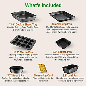 NutriChef Kitchen Oven Baking Pans Carbon Steel with Non-stick Black Coating Inside & Outside, Commercial Grade Restaurant Quality Metal Bakeware, Dishwasher Safe NCBK6BK, One Size