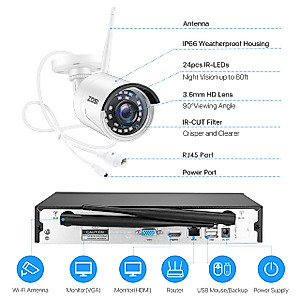 ZOSI 8CH 1080P Wireless Security Camera System with 1TB Hard Drive, H.265+ 8CH 1080P CCTV NVR,8PCS 1080P Indoor Outdoor WiFi Surveillance Camera,80FT Night Vision, Motion Alert,Remote Access